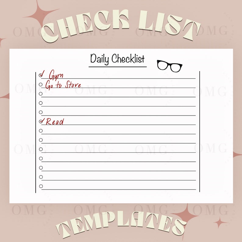 Daily Checklist Themed Digital Templates - Goodnotes, iPad Digital ...