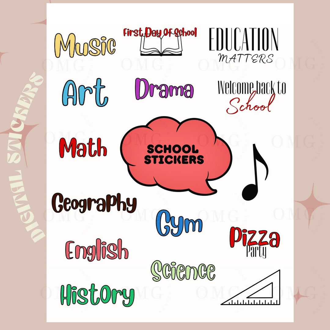 School Themed Digital Stickers- Goodnotes Sticker, iPad Digital Sticker ...