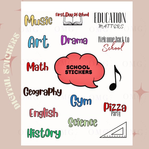 School Themed Digital Stickers Goodnotes Sticker Ipad | Etsy