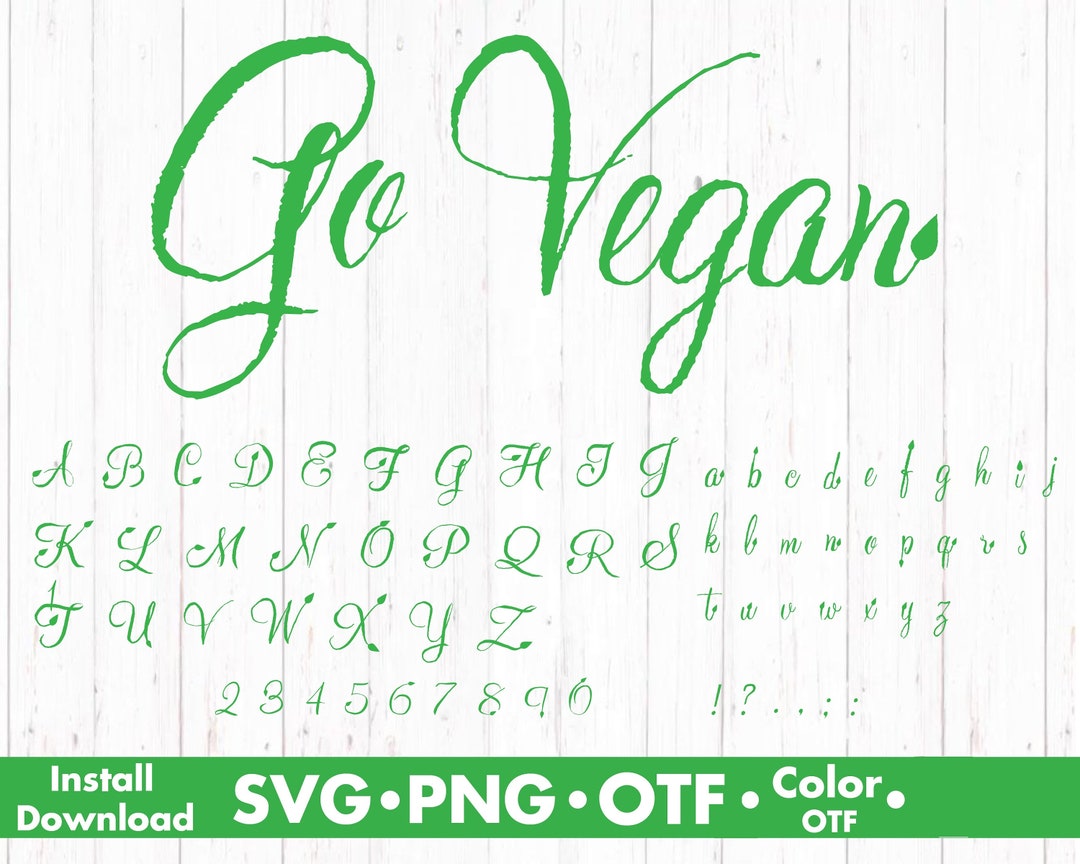 Vegan Font Otf Vegan SVG Letters Cricut Vegetarian Letters - Etsy