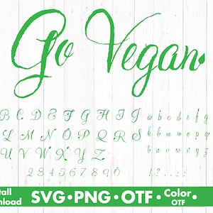 Vegan Font Otf Vegan SVG Letters Cricut Vegetarian Letters - Etsy
