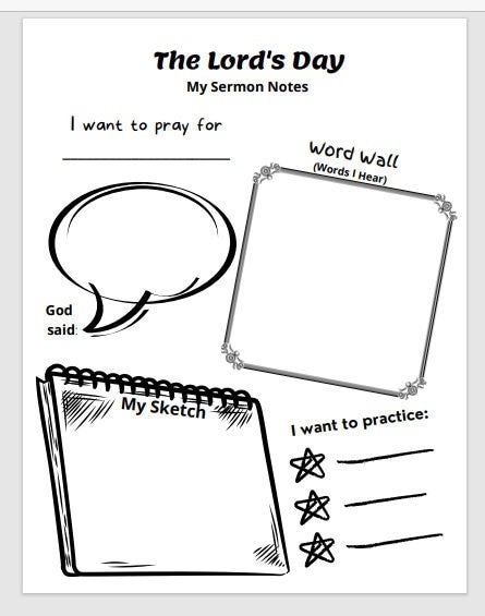 Church Sermon Notes for Kids Printable/active Listening Worksheet - Etsy