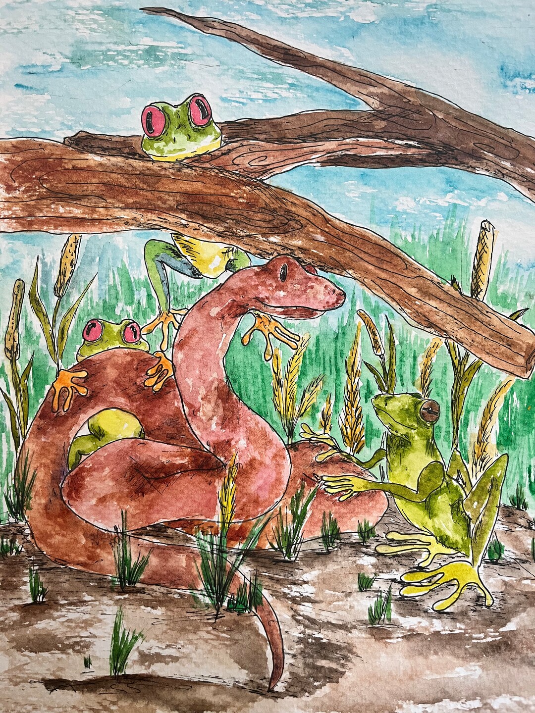 Snake and the Frog - Etsy