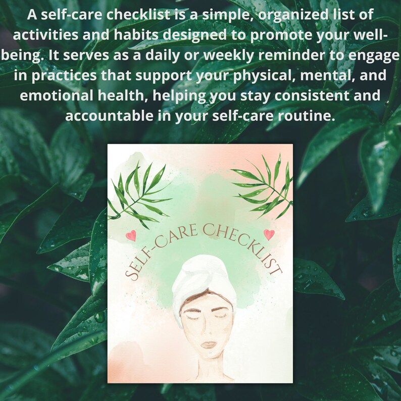 Self-care Checklist – Daily Wellness Planner, Mindfulness Tracker ...