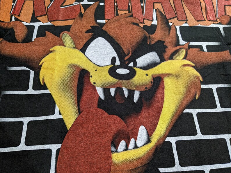 Vintage Style Taz Mania Looney Tunes Allover Bootleg Single Stitch ...