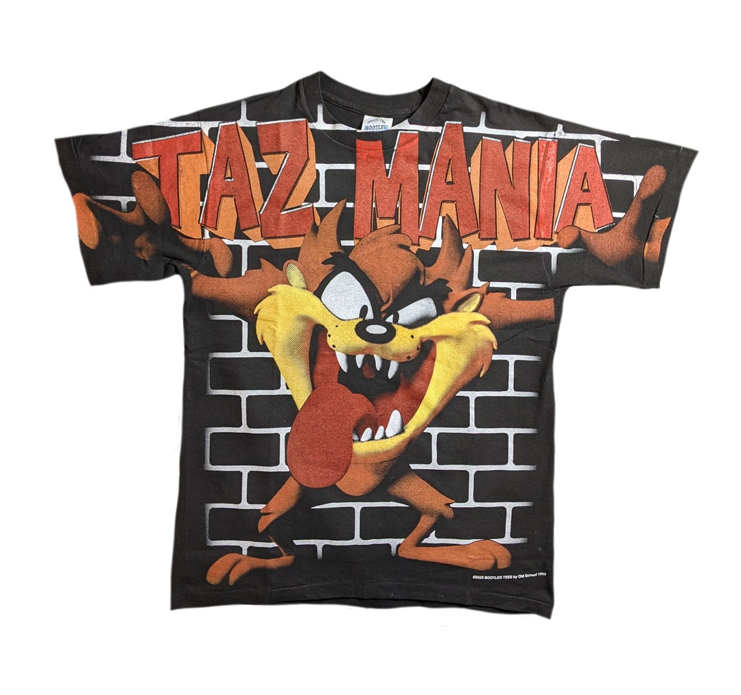 Vintage Style Taz Mania Looney Tunes Allover Bootleg Single Stitch ...