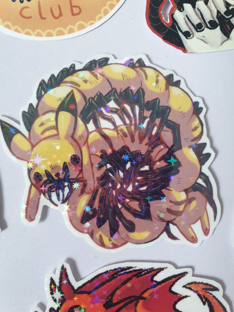 Cursed Pikachu Centipede Eldritch Horror Holographic Vinyl Sticker ...