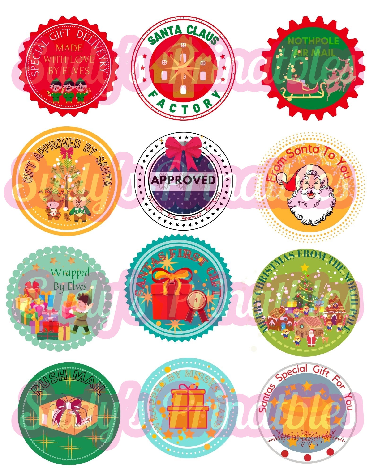 Printable Santa Seals and Postal Stamps to Put on Your Children's Gifts ...