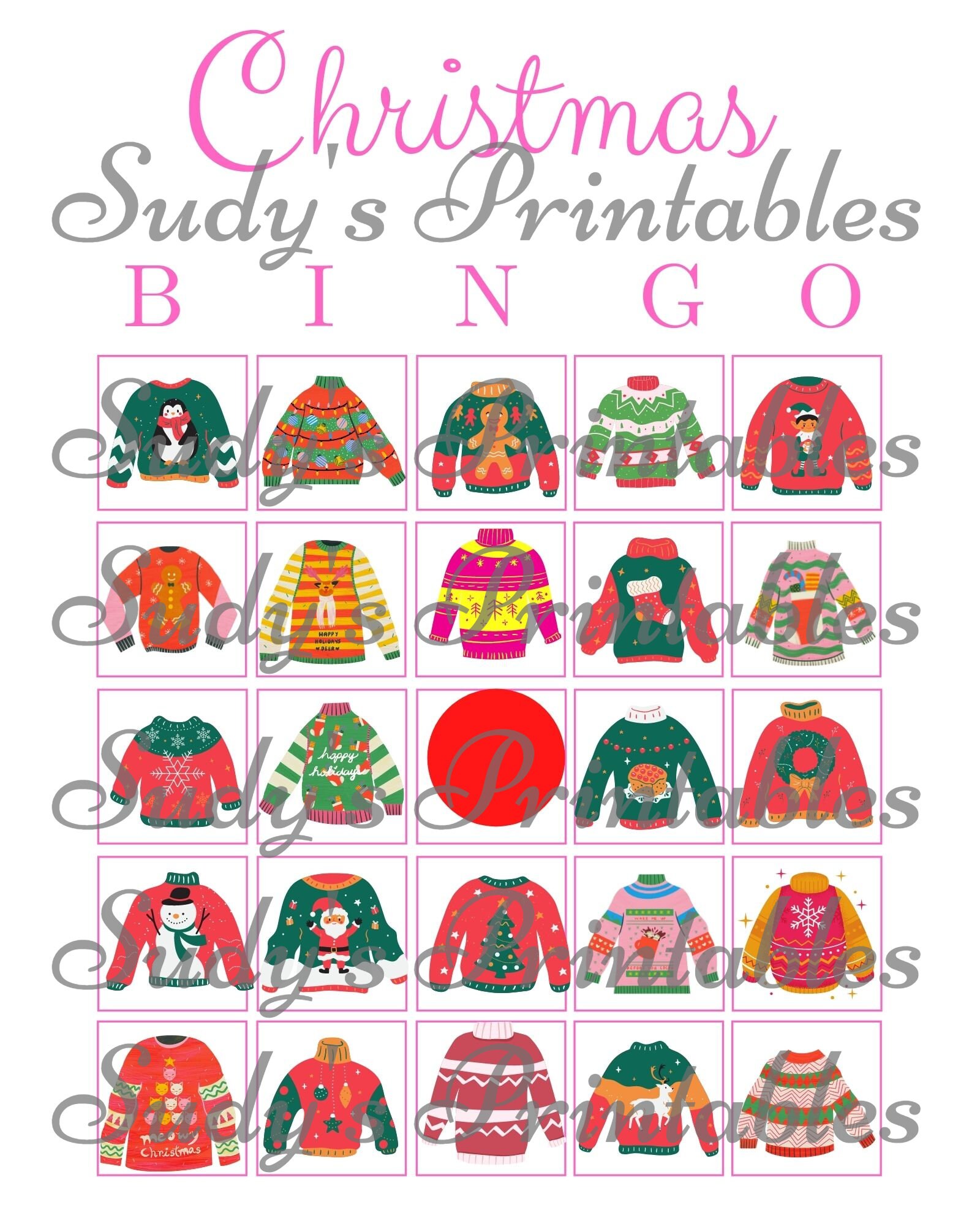 Printable Christmas Bingo Cards in the Theme of the Much Loved Ugly ...