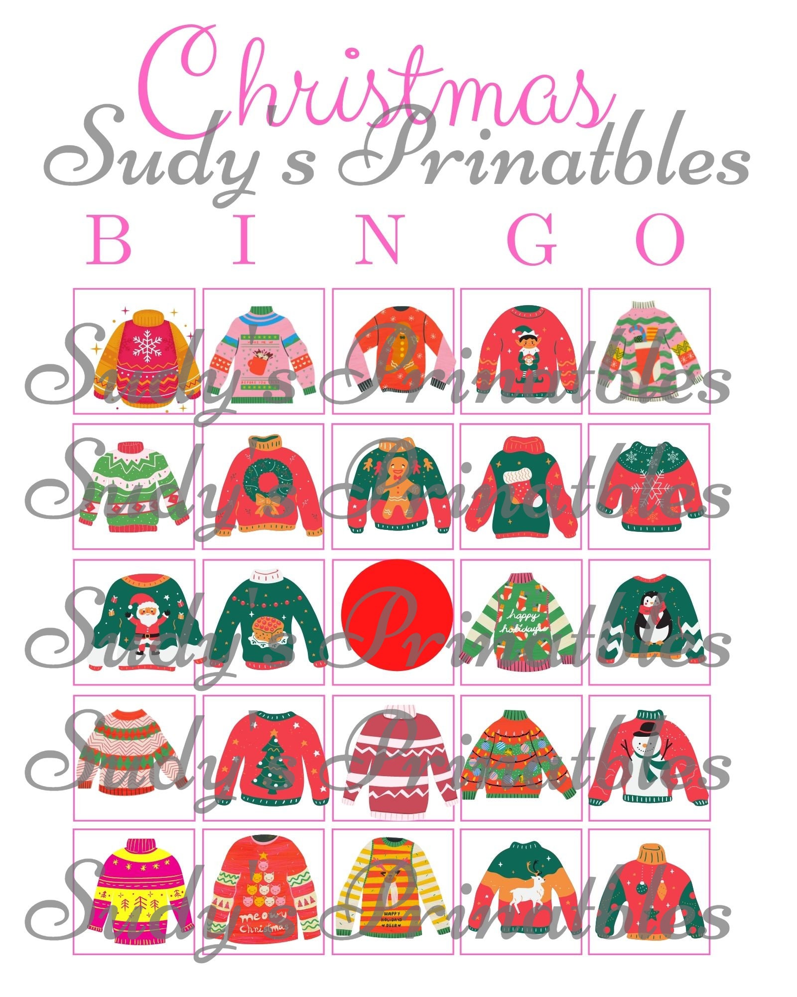 Printable Christmas Bingo Cards in the Theme of the Much Loved Ugly ...
