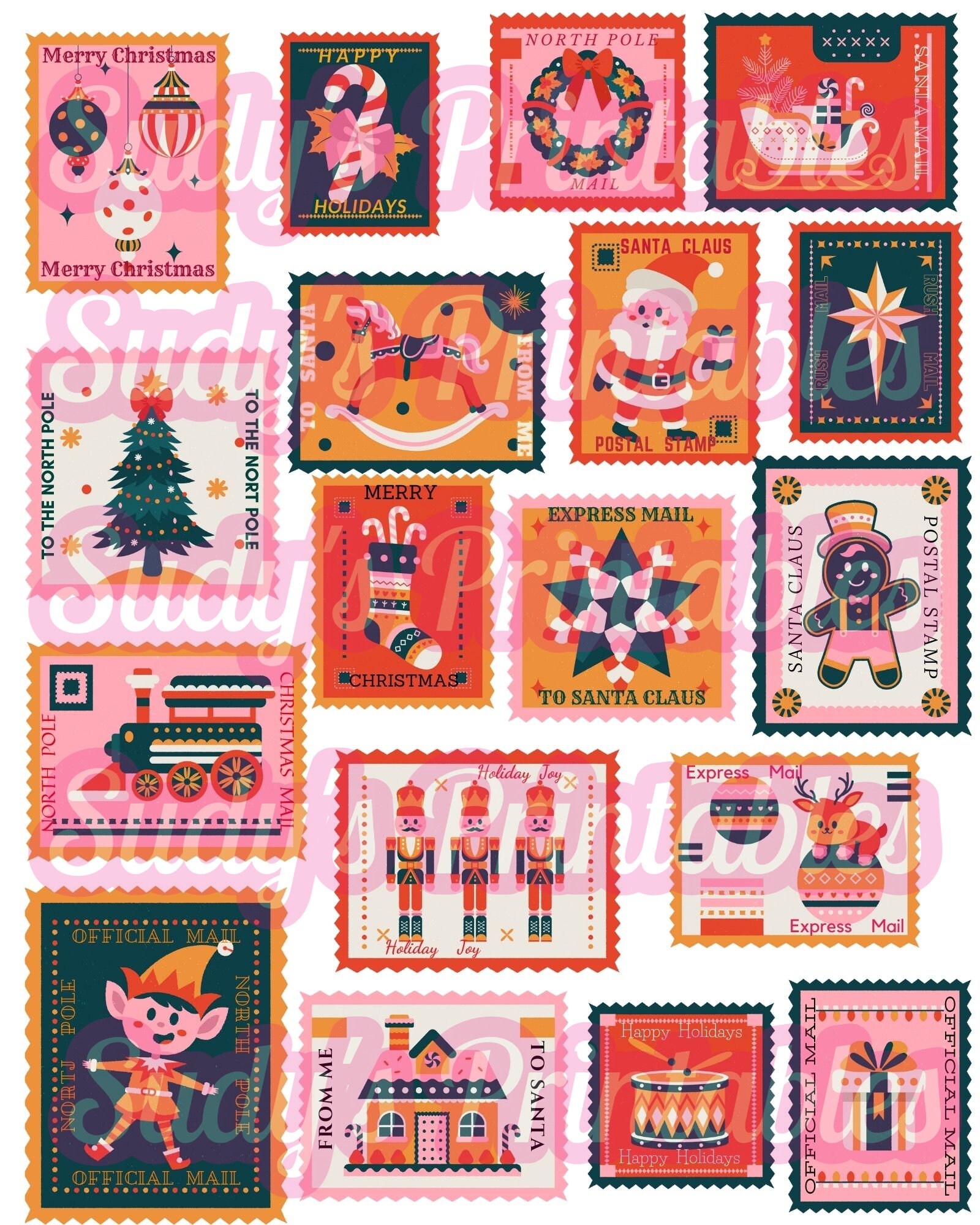 Printable Santa Seals and Postal Stamps to Put on Your Children's Gifts ...