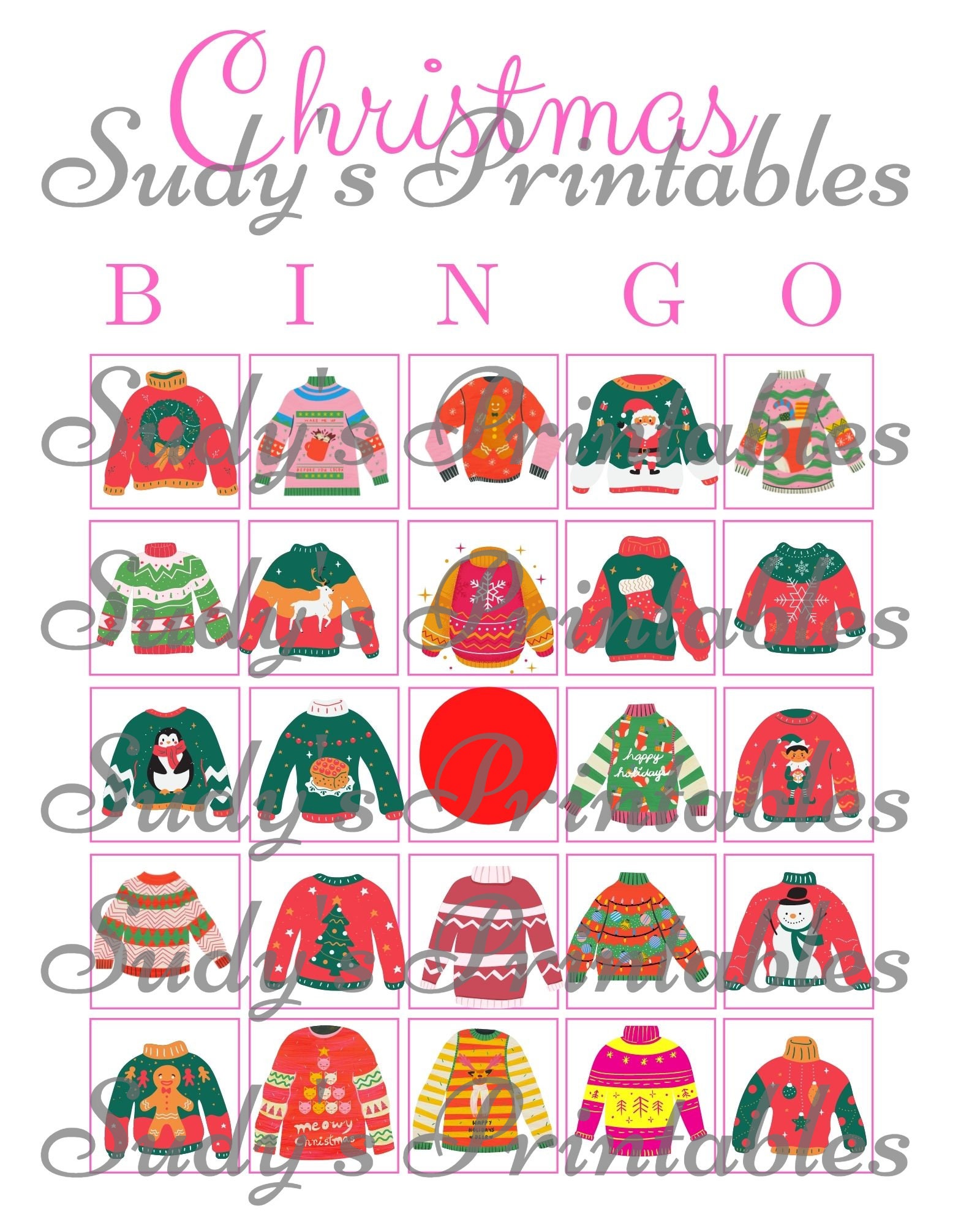 Printable Christmas Bingo Cards in the Theme of the Much Loved Ugly ...