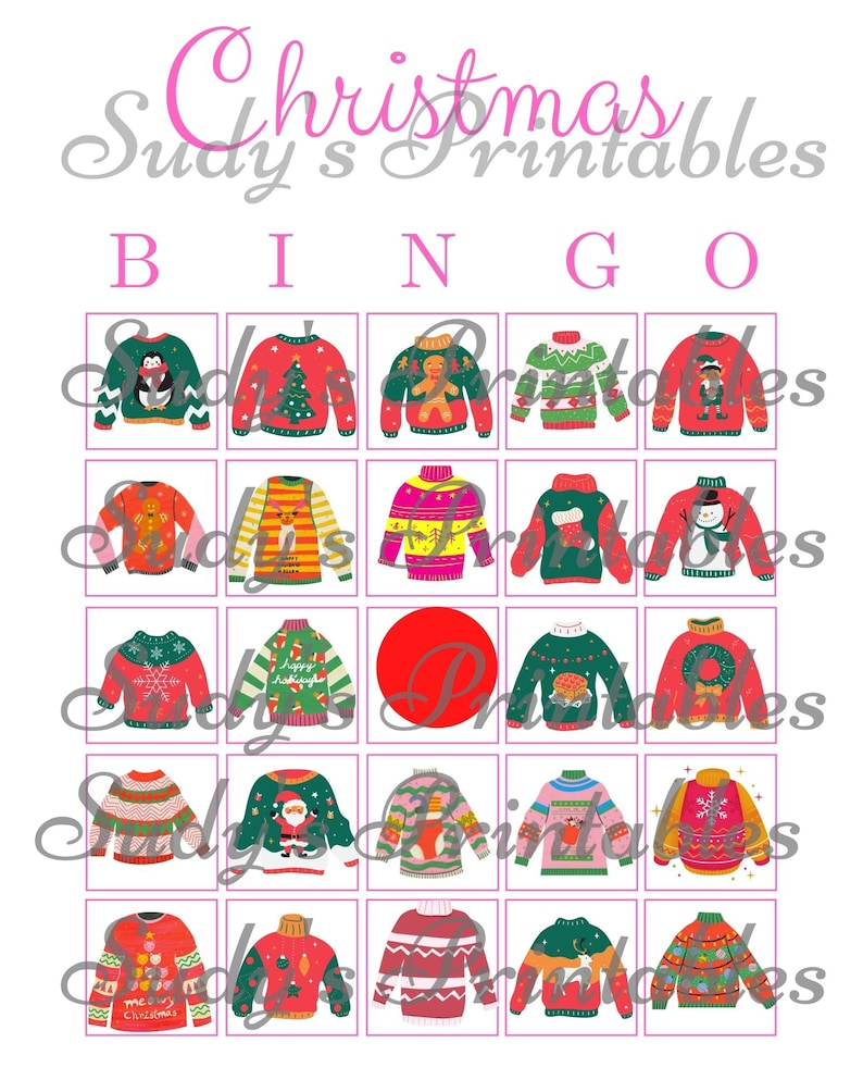 Printable Christmas Bingo Cards in the Theme of the Much Loved Ugly ...