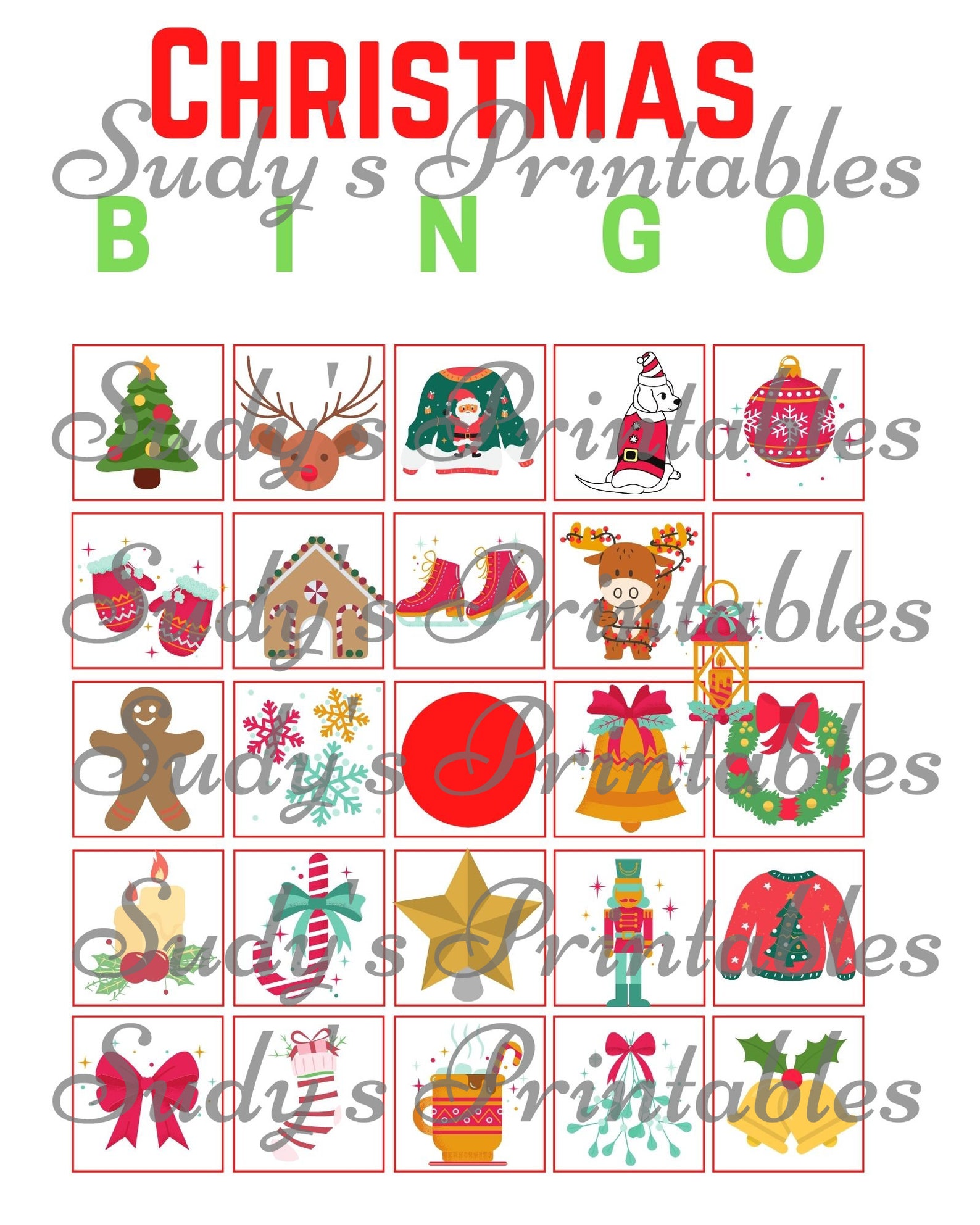 Printable Christmas Bingo Cards for School or at Home to Enjoy - Etsy ...