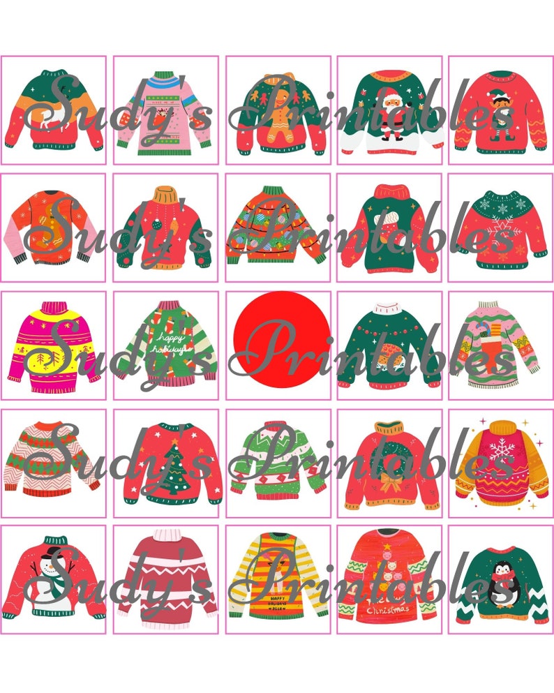 Printable Christmas Bingo Cards in the Theme of the Much Loved Ugly ...