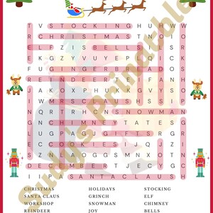 Christmas Crossword Puzzle Fun for Children Activity During the Holiday ...