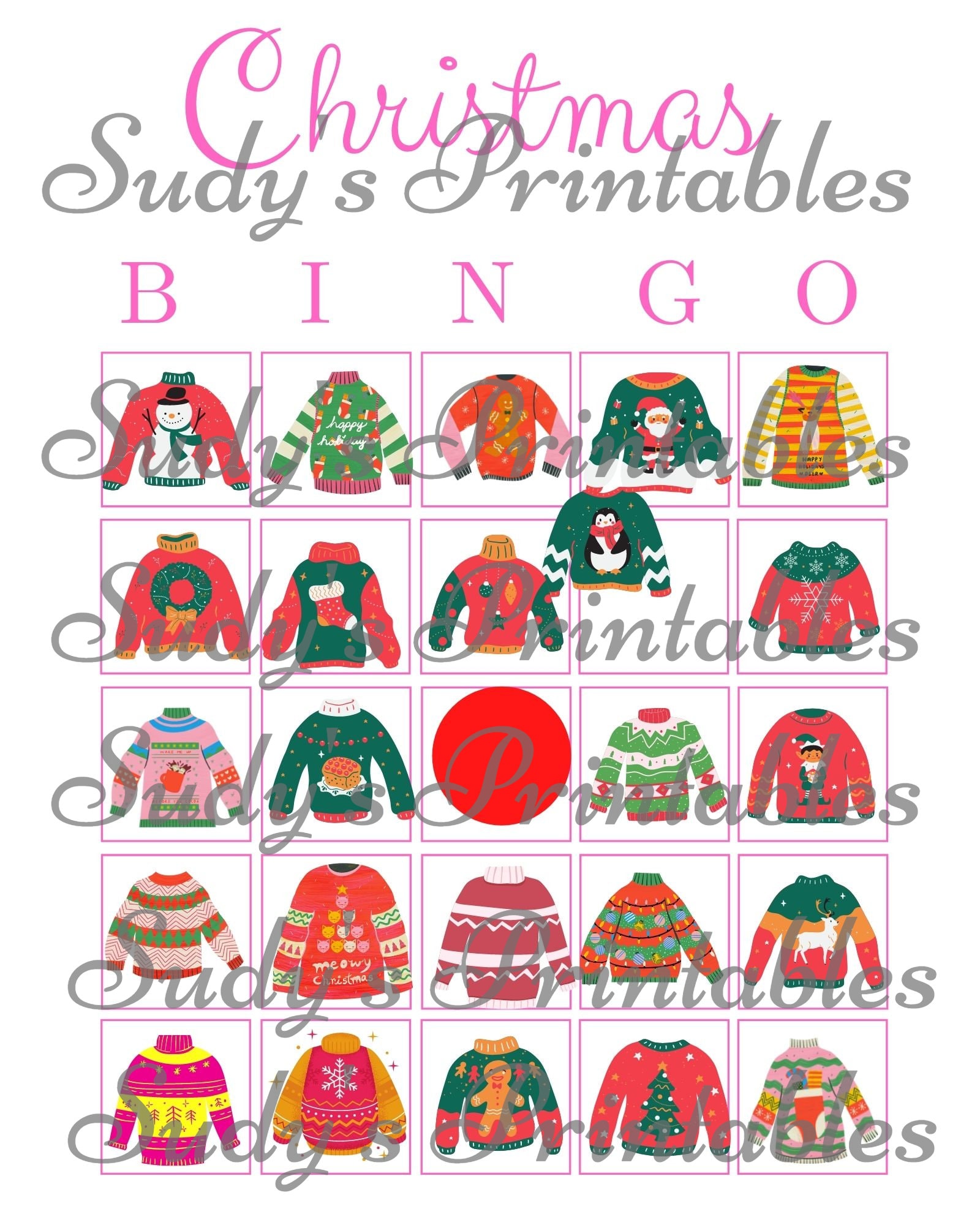 Printable Christmas Bingo Cards in the Theme of the Much Loved Ugly ...