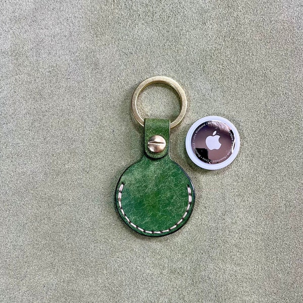 Leather AirTag Keychain, Air Tag Holder Case With Detachable Key Ring ...