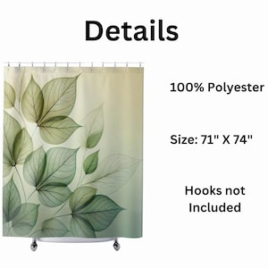 Green Leaf Shower Curtain Housewarming Gift, Botanical Bath Decor, Boho ...