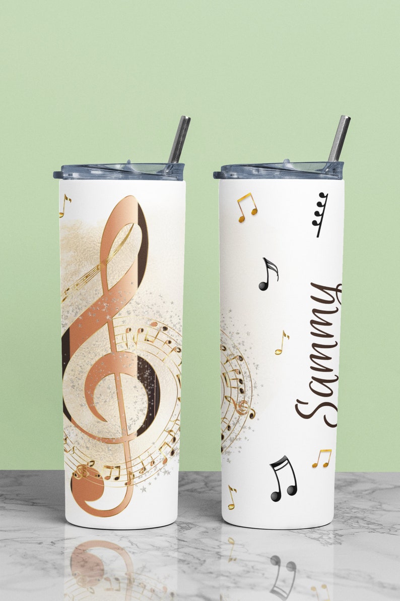 Personalized Music Tumbler | Custom Name Musical Note Cup | Music Lover ...