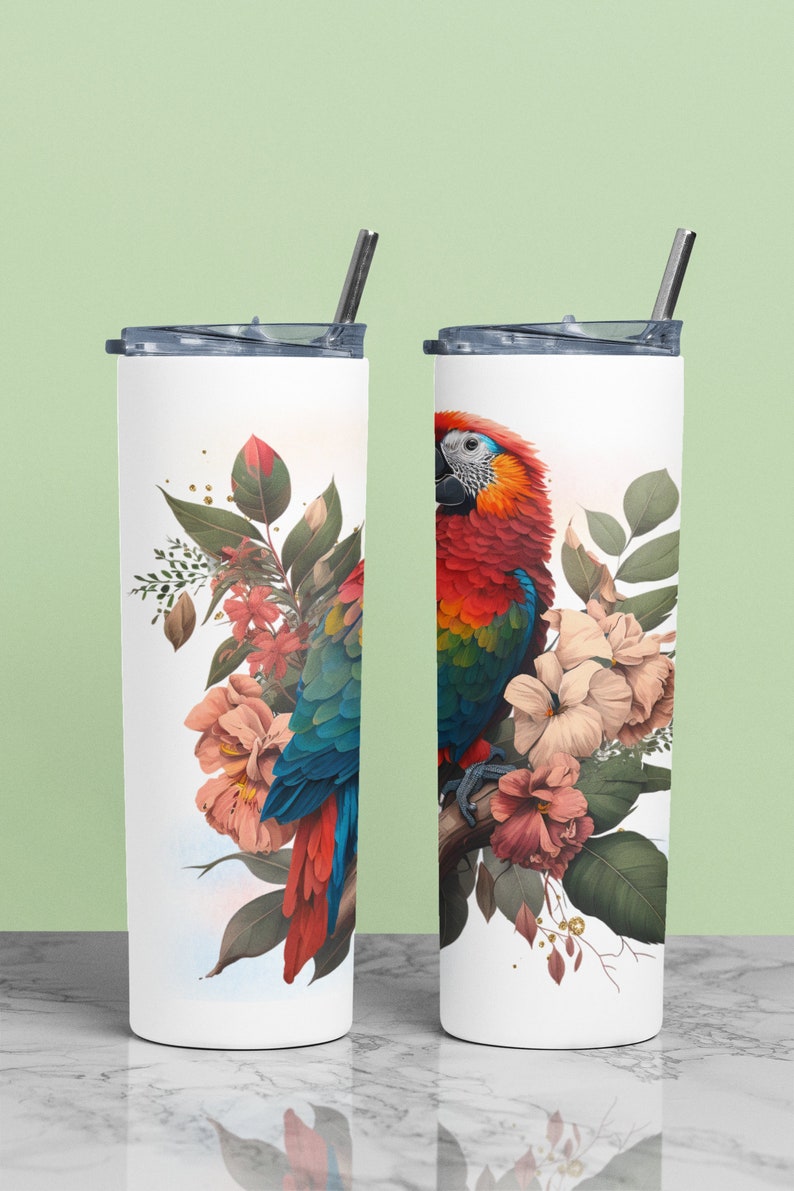 Macaw Parrot Tumbler, Custom Parrot Coffee Tumbler Cup Gift for Parrot ...