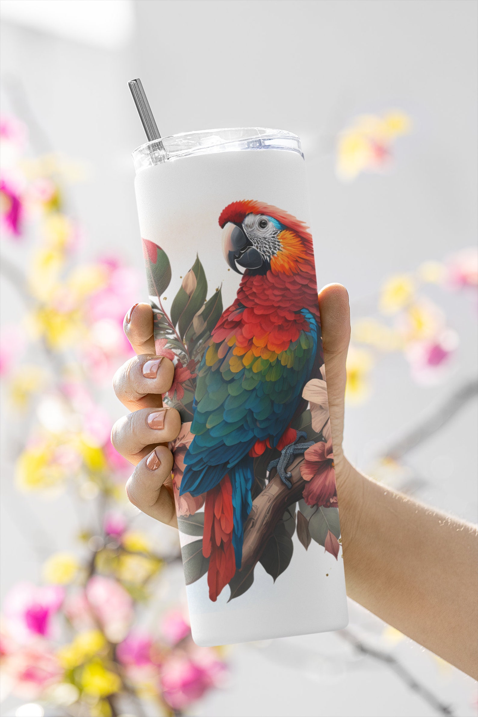 Macaw Parrot Tumbler, Custom Parrot Coffee Tumbler Cup Gift for Parrot ...