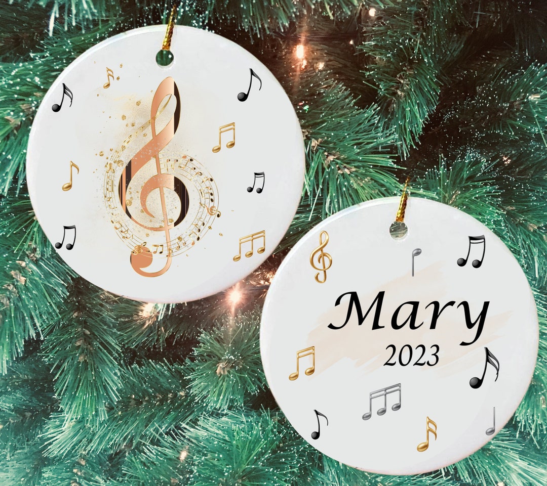 Music Note Themed Custom Ceramic Christmas Tree Ornament Gift for Music ...