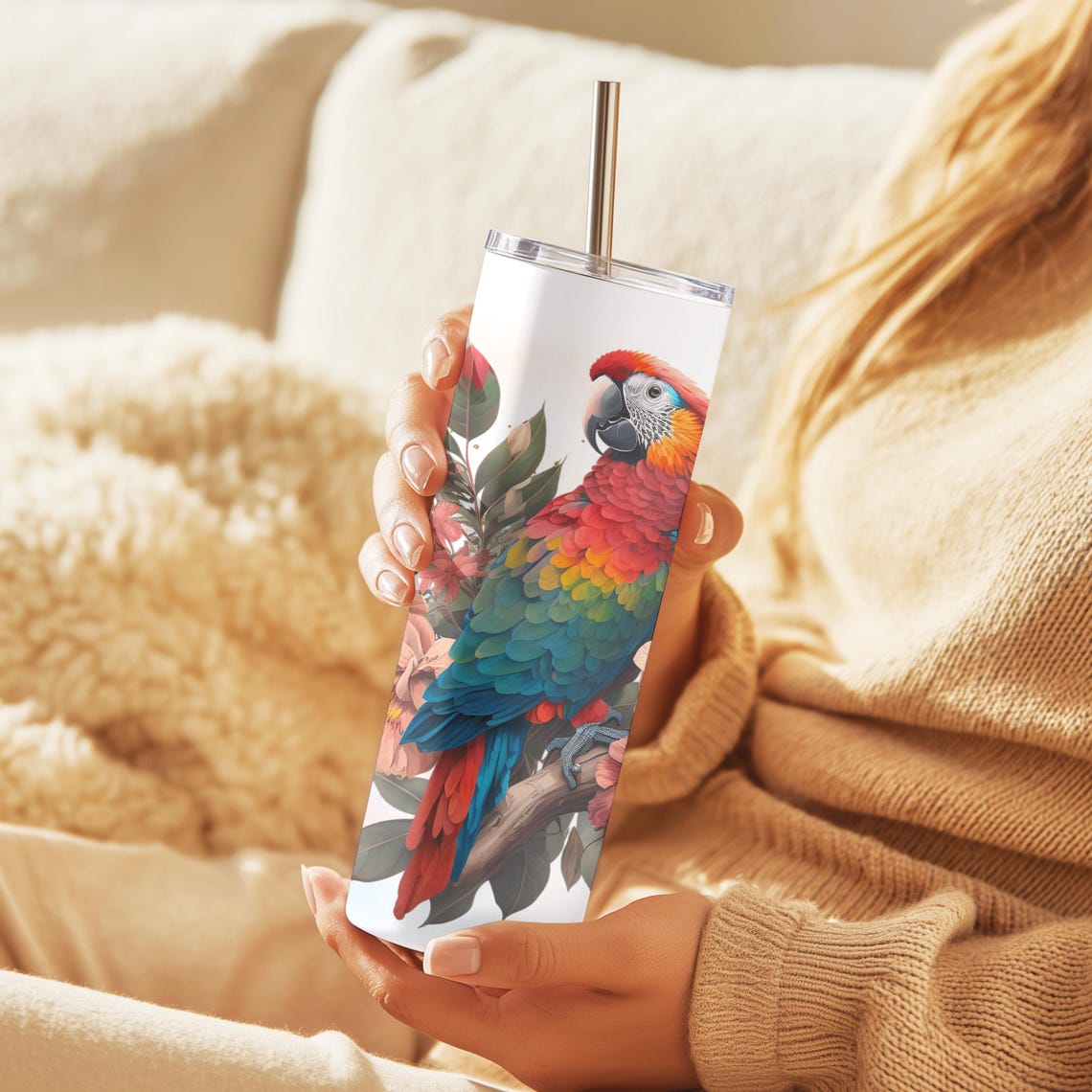 Macaw Parrot Tumbler, Custom Parrot Coffee Tumbler Cup Gift for Parrot ...