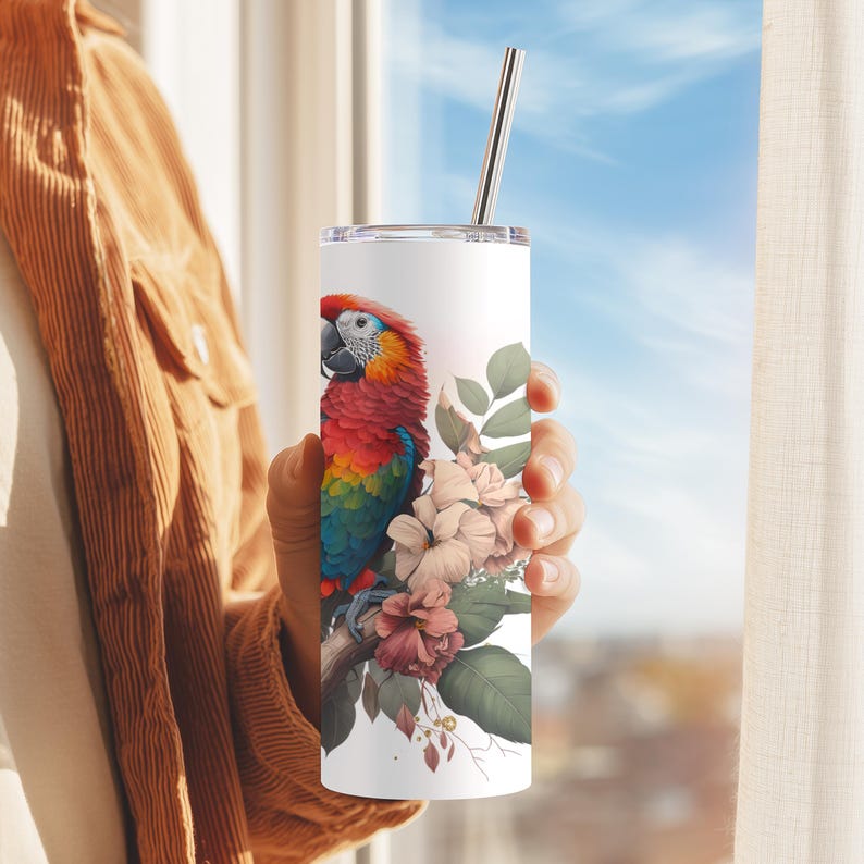 Macaw Parrot Tumbler, Custom Parrot Coffee Tumbler Cup Gift for Parrot ...
