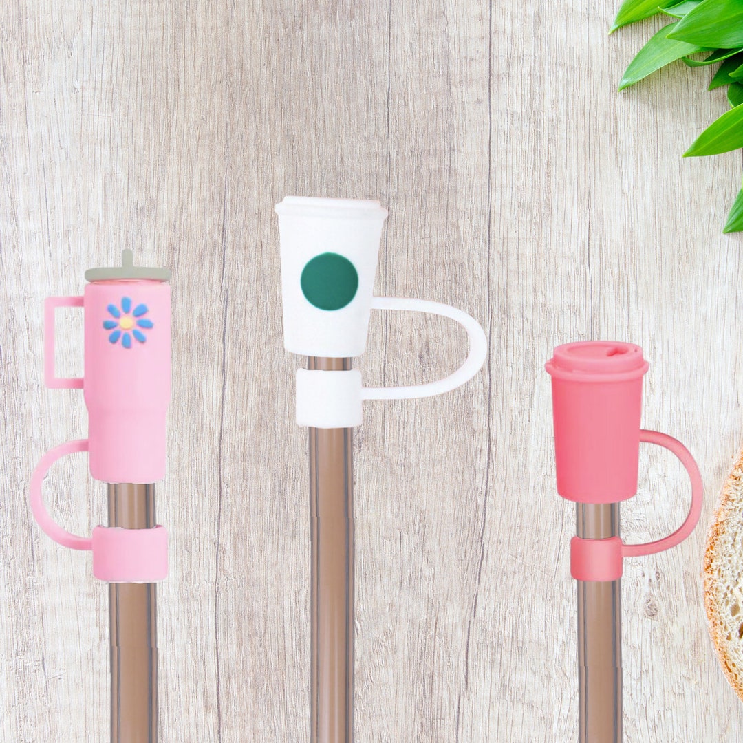 Silicone Straw Cup Topper Covers Cap for Reusable Drinking Straws, Cute ...