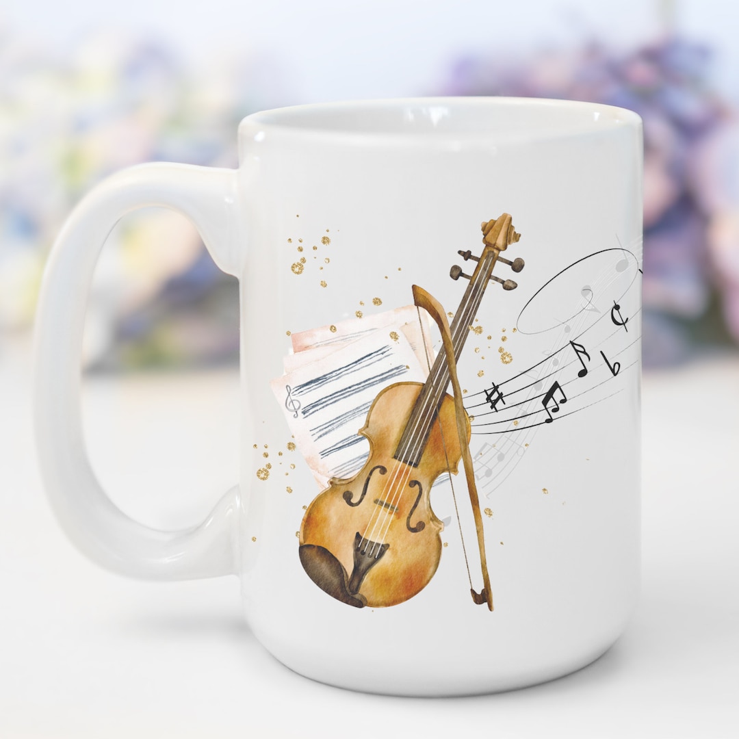 Violin Music Notes Mug Custom 15oz Ceramic Coffee Mug Birthday Gift for ...