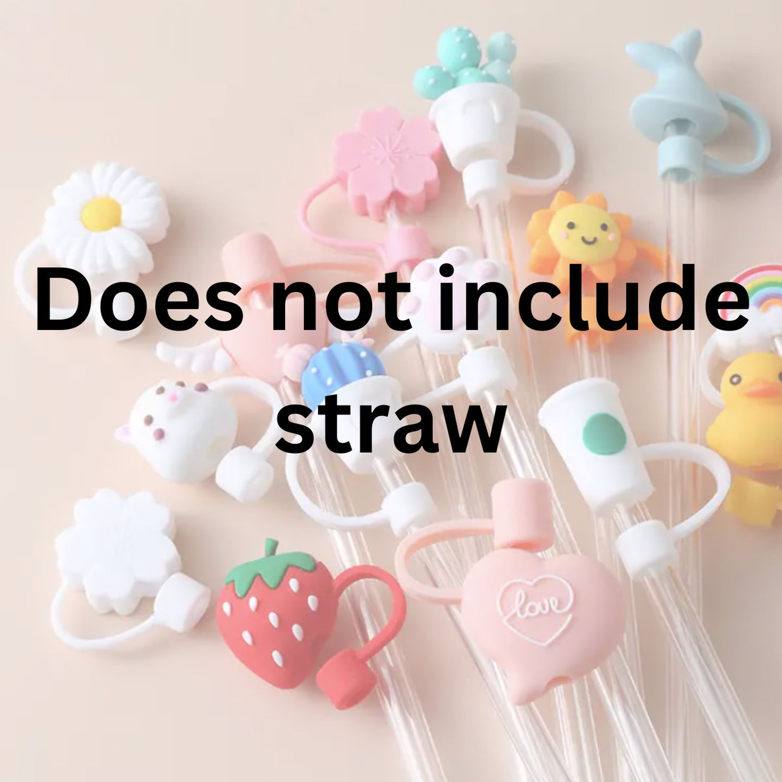 Straw Cover Toppers Silicone Tip Reusable Straws Food, Strawberry ...