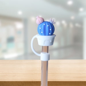 Straw Topper Cover Cactus Silicone Cap for Reusable Plastic Straws ...