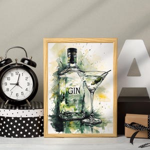Gin Cocktail Poster Wall Art Printable Kitchen Wall Art Home Bar Decor ...