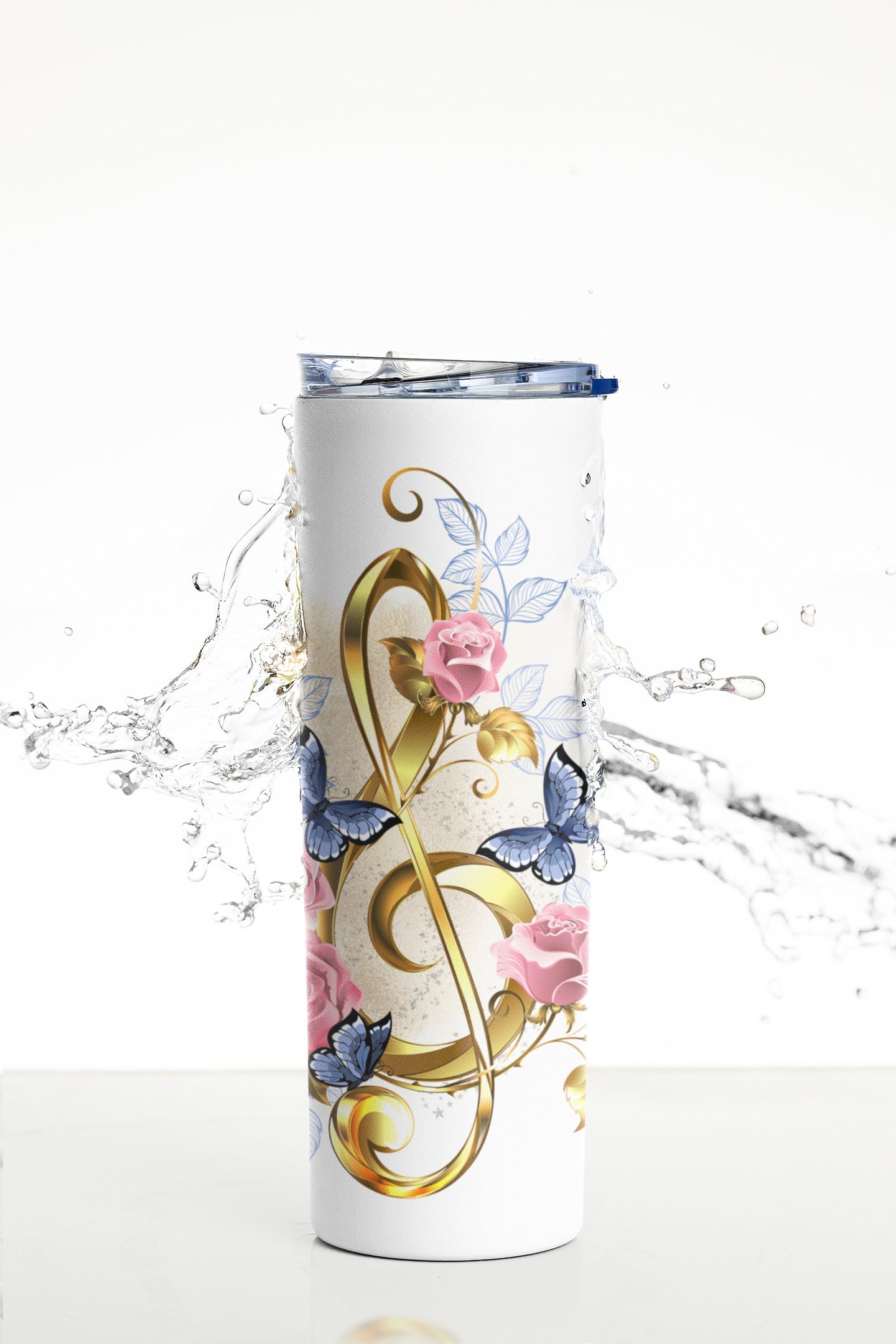 Floral Music Note Tumbler Custom Music Note Design Tumbler - Etsy