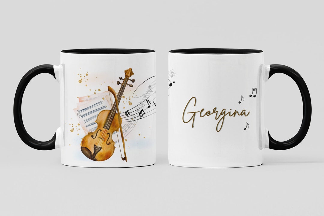 Violin Music Notes Mug Custom 15oz Ceramic Coffee Mug Birthday Gift for ...