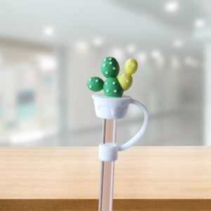 Straw Topper Cover Cactus Silicone Cap for Reusable Plastic Straws ...
