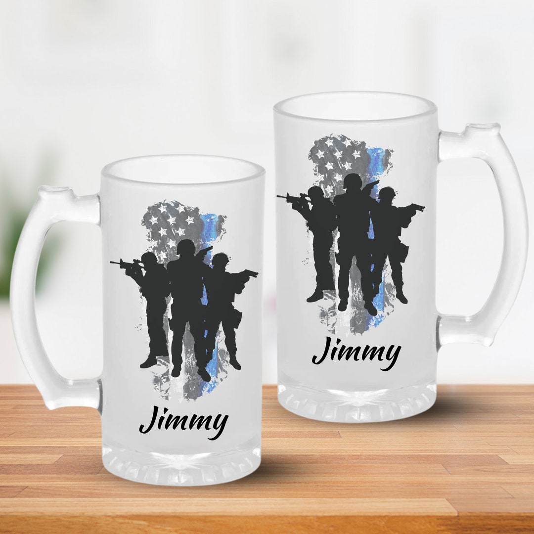 Police Beer Mug, Custom Police 16oz Frosted Beer Mug Gift for Dad ...