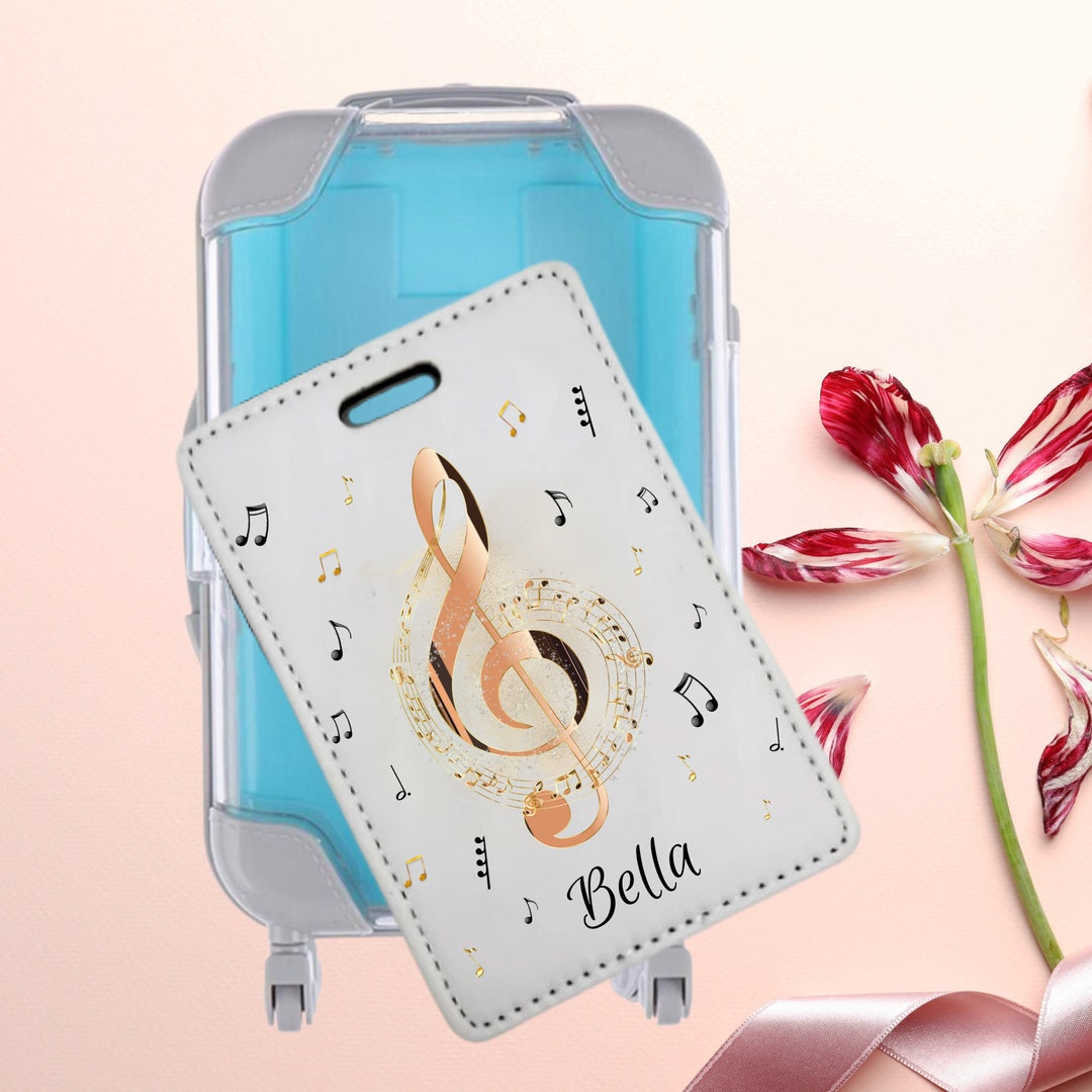 Luggage Tag Custom Name Music Notes Birthday Music Teacher Gift in Mini ...