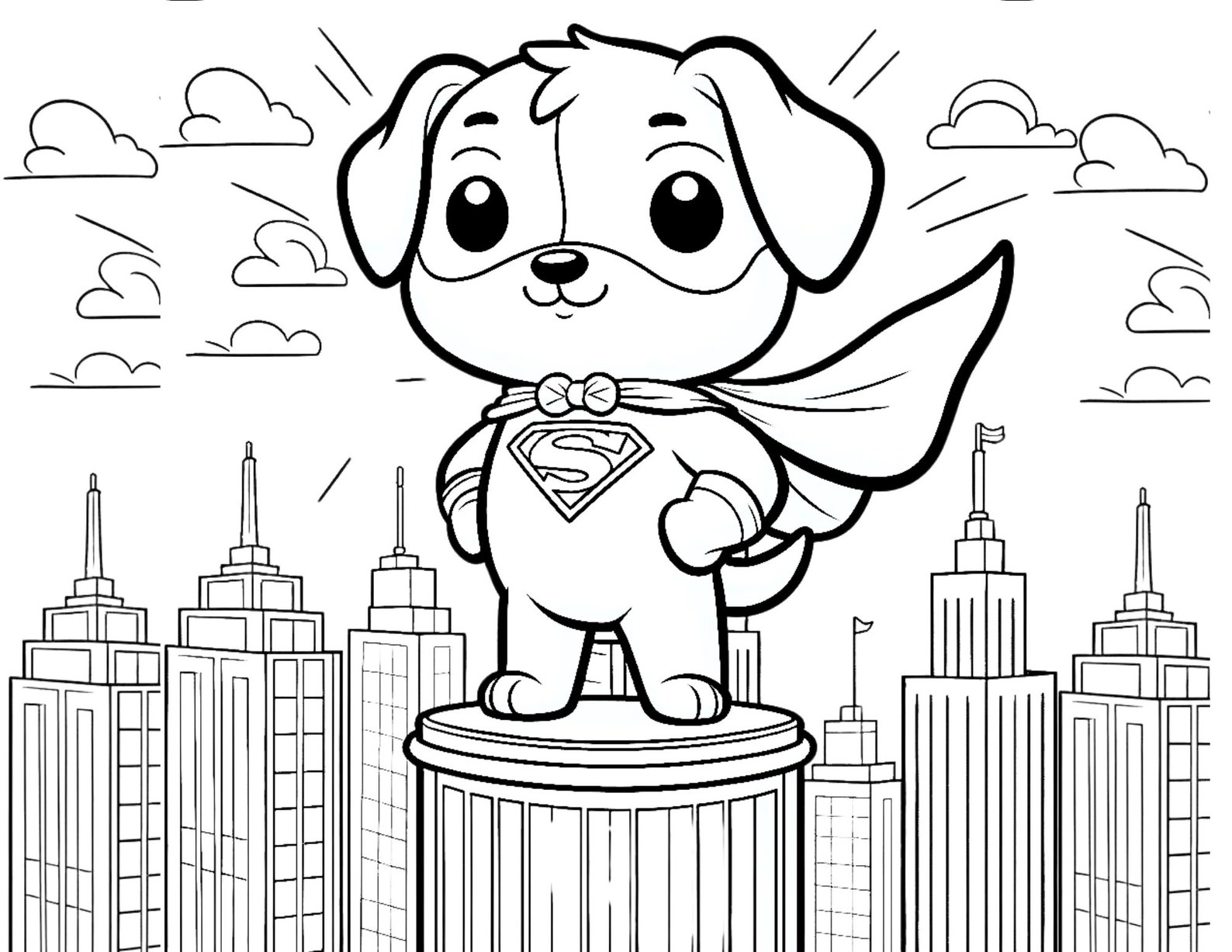 Superhero Puppy Coloring Book, Pages | Kids Adults| Dog Art Craft ...