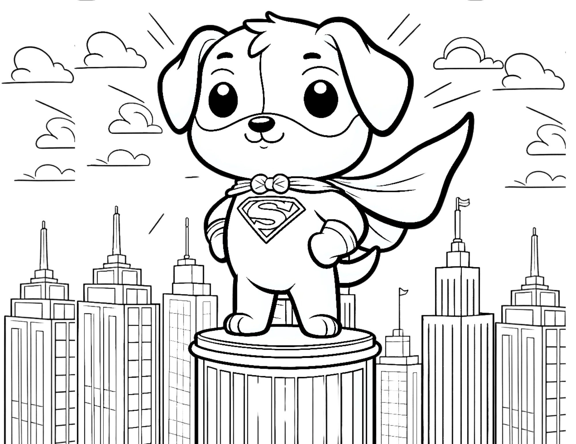 Superhero Puppy Coloring Book, Pages | Kids Adults| Dog Art Craft ...