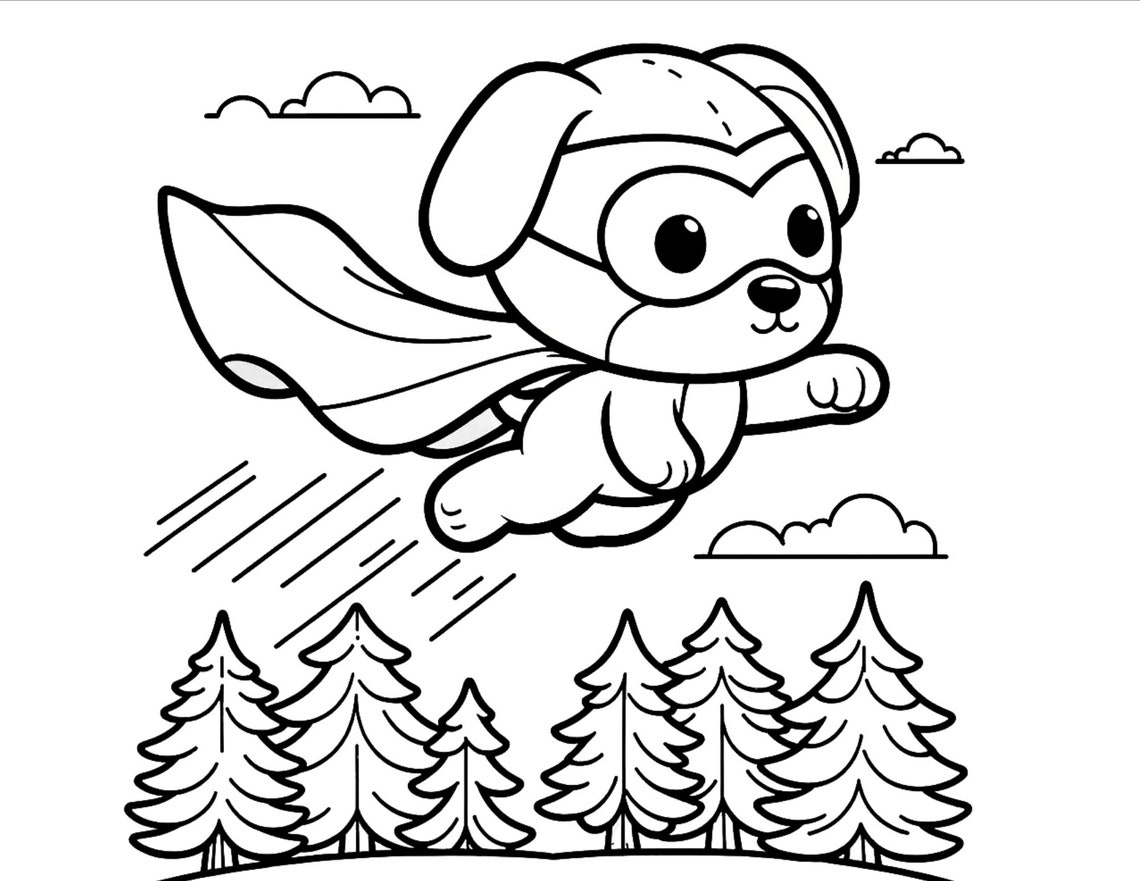 Superhero Puppy Coloring Book, Pages | Kids Adults| Dog Art Craft ...