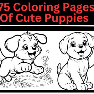 Cute Puppy Coloring Book, Pages | Kids Adults| Dog Educational Art ...