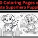 Superhero Puppy Coloring Book, Pages | Kids Adults| Dog Art Craft ...