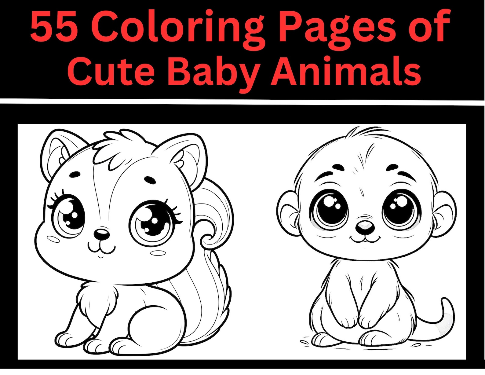 Cute Baby Animal Coloring Book , Page | Fun Activity | Children ...