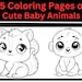 Cute Baby Animal Coloring Book , Page Fun Activity Children Creative ...