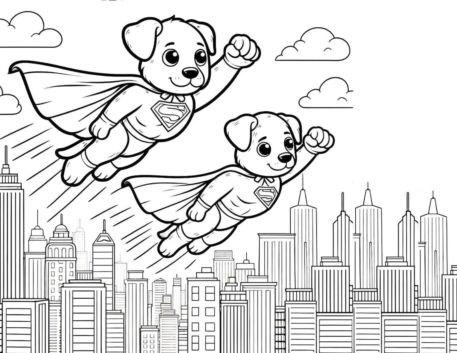 Superhero Puppy Coloring Book, Pages | Kids Adults| Dog Art Craft ...