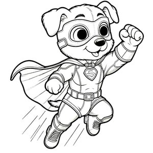 Superhero Puppy Coloring Book, Pages | Kids Adults| Dog Art Craft ...