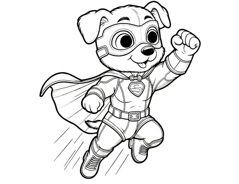 Superhero Puppy Coloring Book, Pages | Kids Adults| Dog Art Craft ...