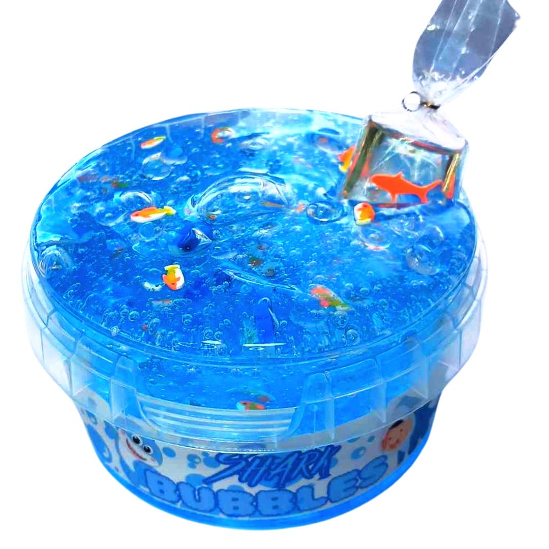 Shark Bubble Clear Slime With Fishbowl Beads Fish and Shark Clay Slices ...